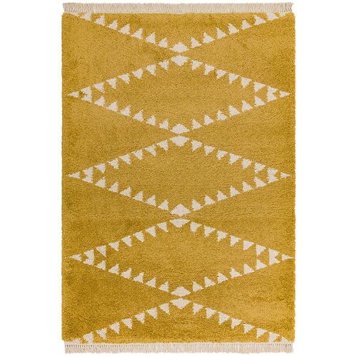 Rocco Large Diamond Shaggy Boho Moroccan Rug Mustard Yellow - Flooring ...